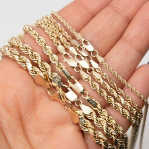 10K Yellow Gold Rope Chain Necklace Real All Sizes - Etsy
