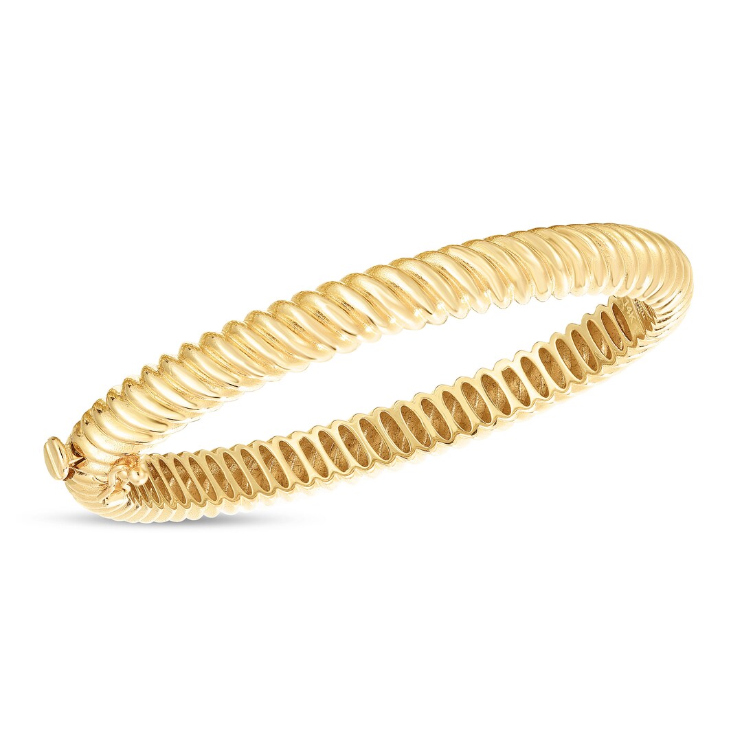 7mm Shiny Twisted Rope Bangle Real 14K Yellow Gold 7 - Etsy