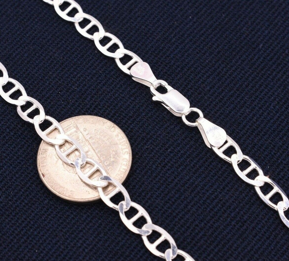 5.3mm Mens Solid Mariner Link Chain Necklace Real 925 Sterling - Etsy
