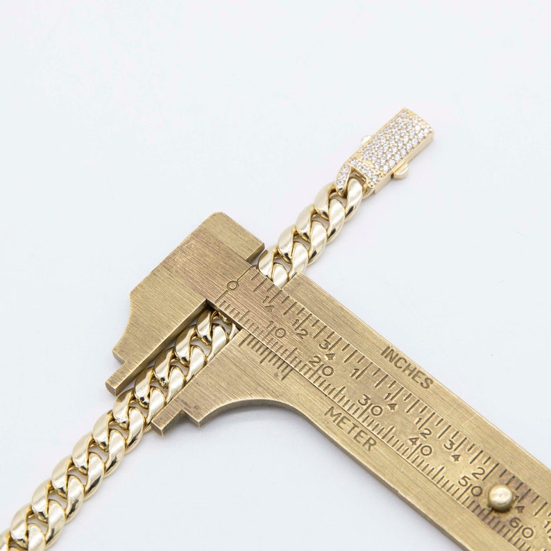 7.5mm Miami Cuban Link Chain CZ Box Lock Bracelet Real 14K - Etsy