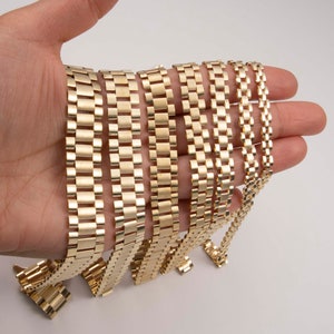 Reversible Rlx Railroad Chain Necklace Real 10K Yellow Gold All Sizes ...