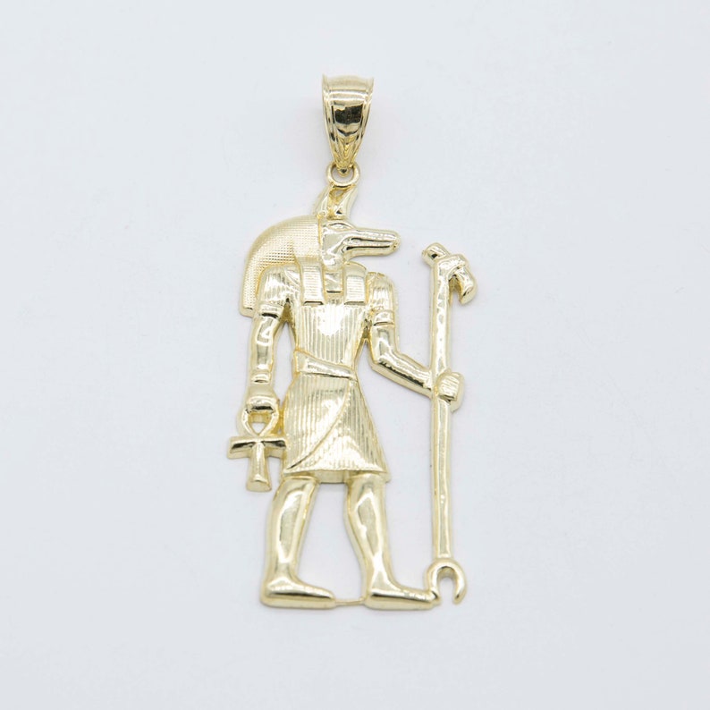 Anubis Ancient Egyptian God of the Dead Pendant Real Solid 10K Yellow ...