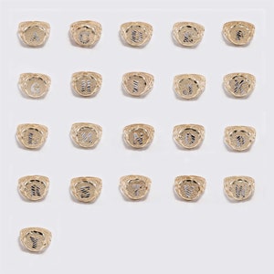 Cut-out Nugget Design Initial Letter Ring Real 10K Yellow White Gold - Etsy