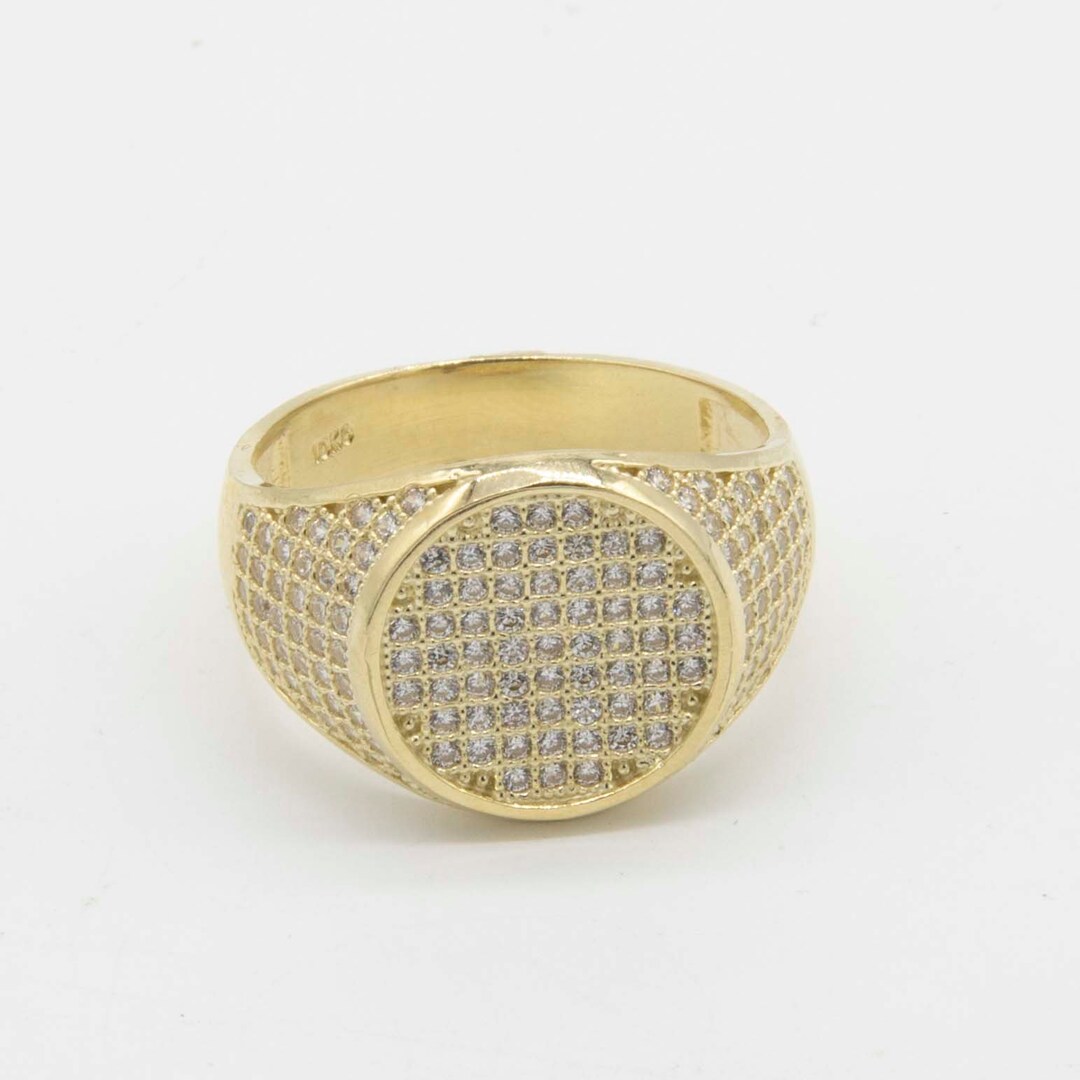 Round Design CZ Ring Real Solid 10K Yellow Gold All Sizes - Etsy