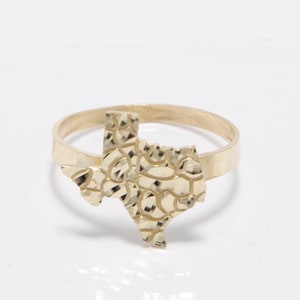 Diamond-cut Nugget Map of Texas Ring 10K Yellow Gold All Sizes - Etsy