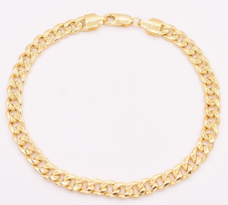 6mm Mens Miami Cuban Link Bracelet Real Solid 14K Yellow Gold | Etsy