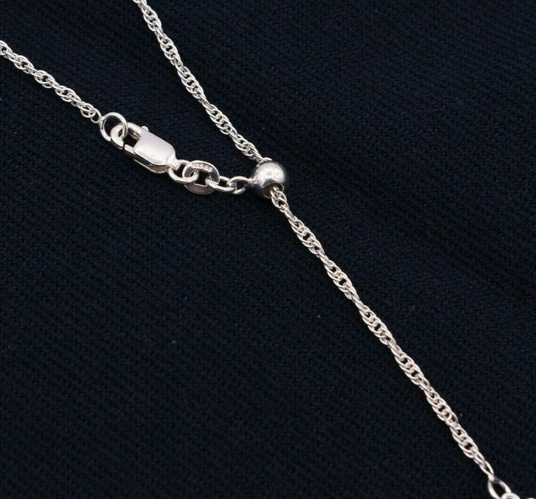 1.7mm Adjustable Singapore Sparkle Chain Necklace REAL Sterling Silver ...