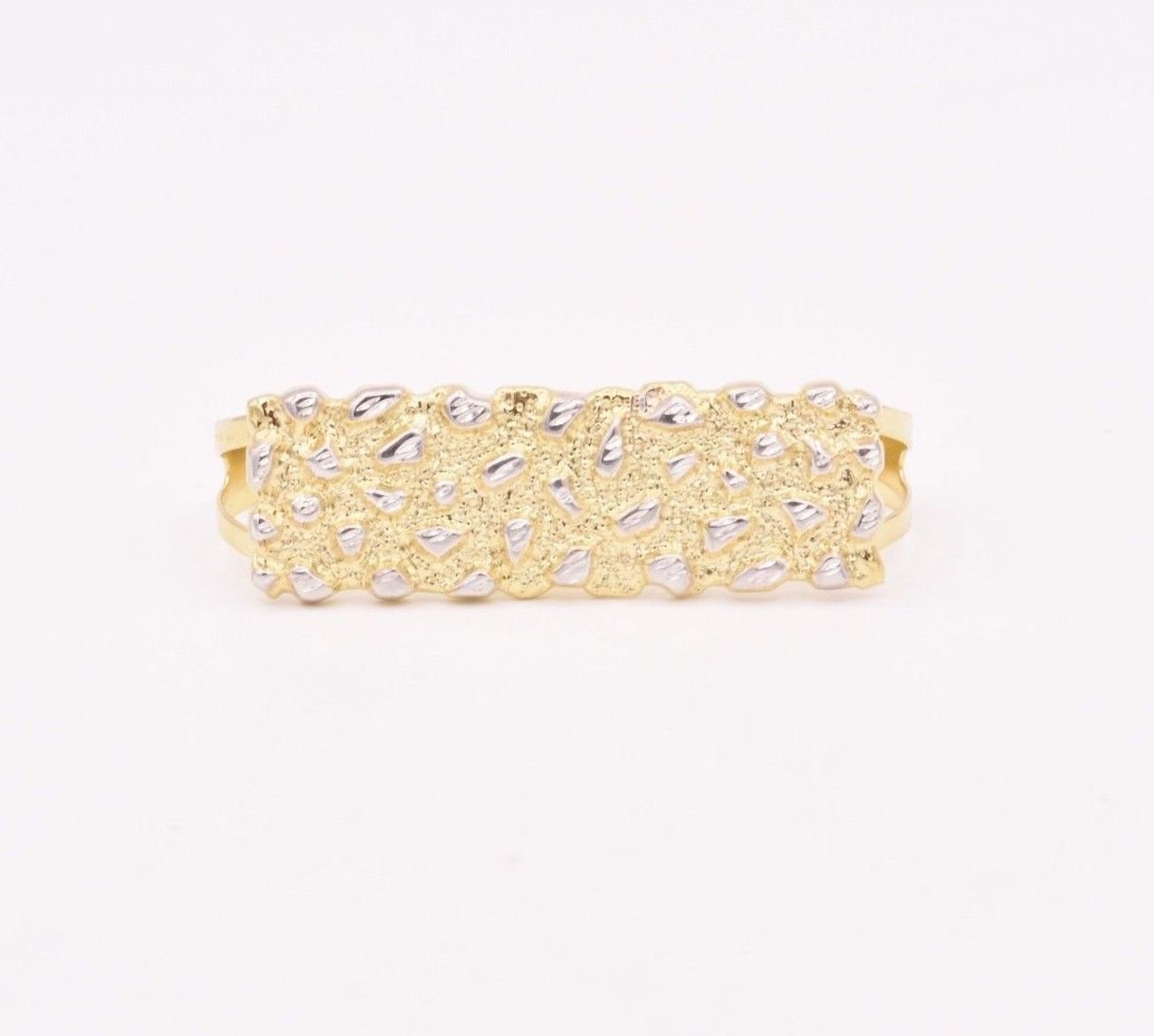 Men's Rectangular Nugget Diamond Cut Two Finger Ring Real - Etsy