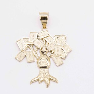 Diamond-cut Money Bag Tree Pendant Real 10K Yellow Gold - Etsy