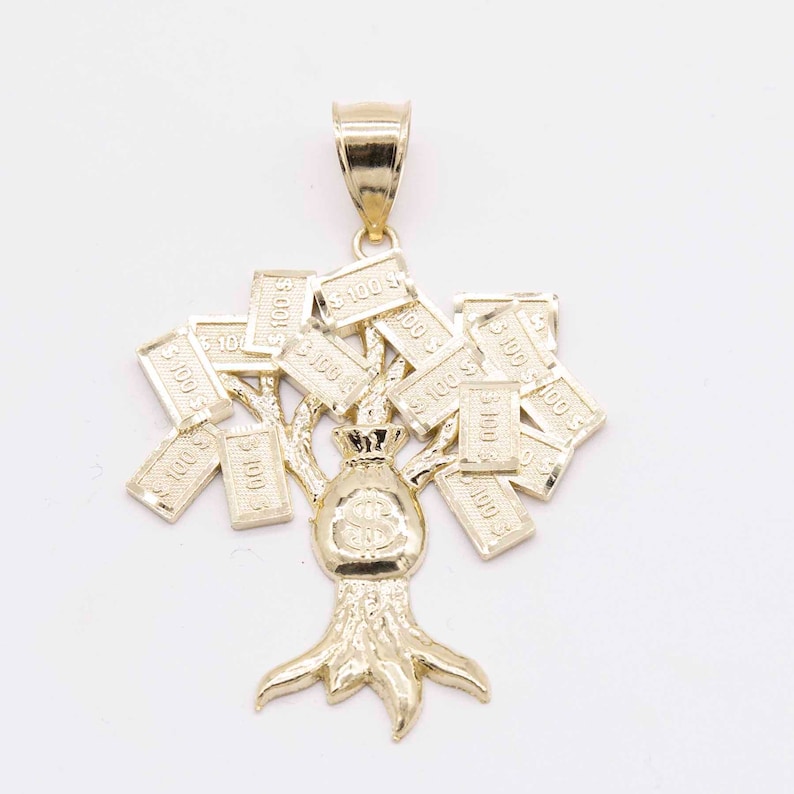 Diamond-cut Money Bag Tree Pendant Real 10K Yellow Gold - Etsy