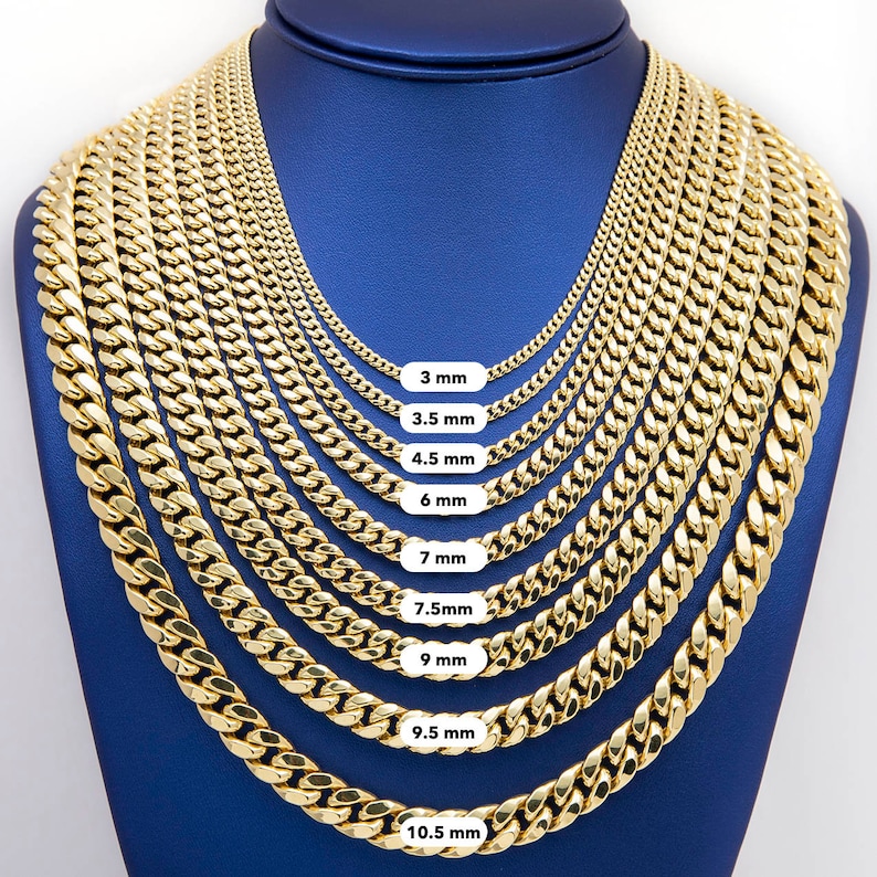 10K Yellow Gold Real Miami Cuban Link Chain Necklace All Sizes - Etsy