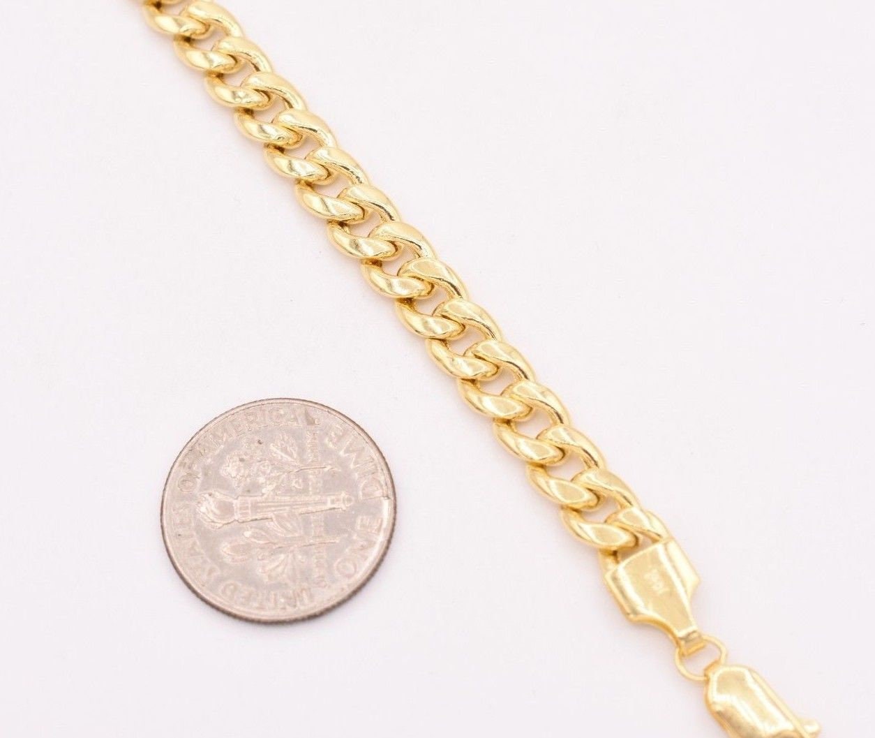 6mm Mens Miami Cuban Link Bracelet Real Solid 14K Yellow Gold | Etsy