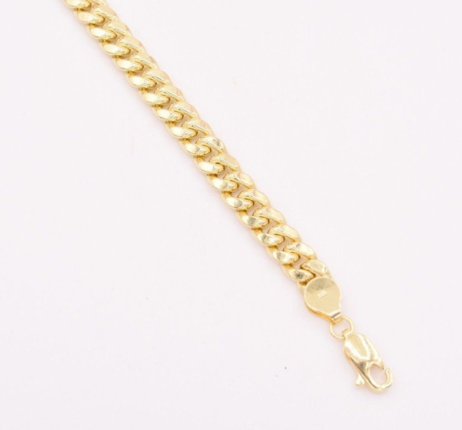 6mm Mens Miami Cuban Link Bracelet Real 10K Yellow Gold 8.5" 8.00 Grams ...