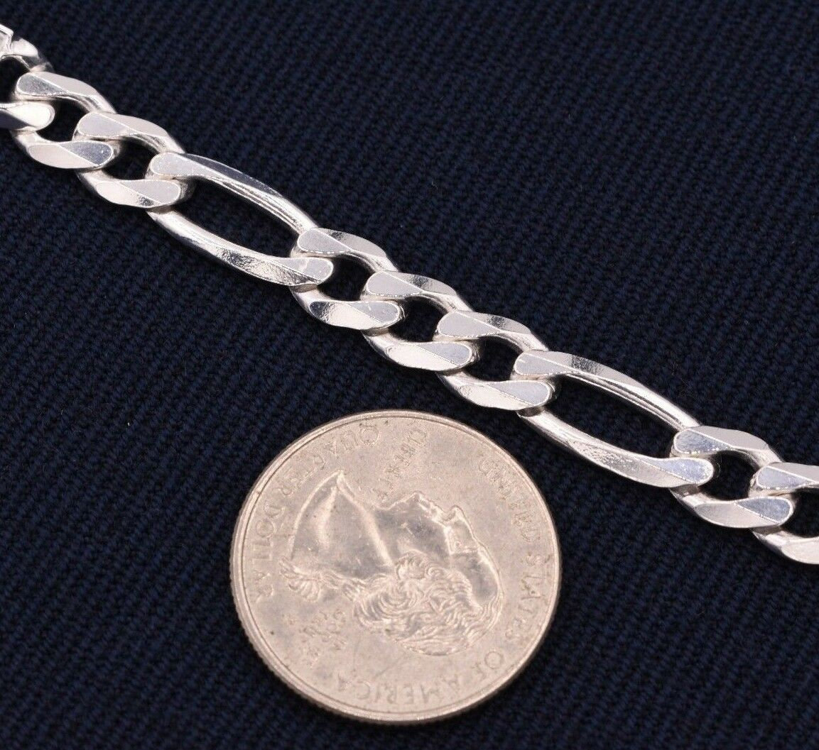 7mm Engravable Solid Figaro ID Chain Bracelet Real Sterling | Etsy