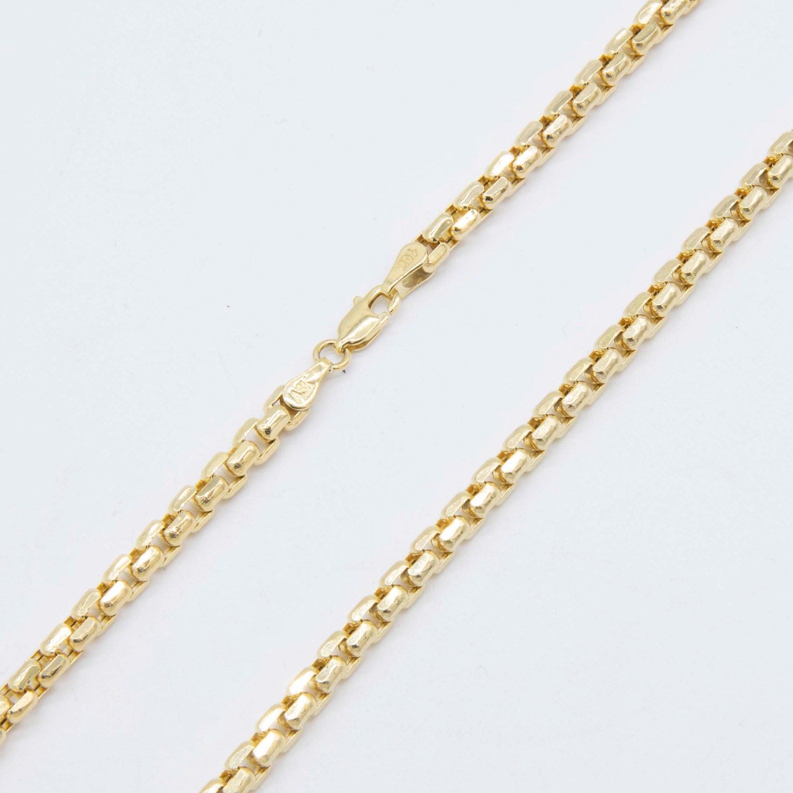 4mm Round Box Link Chain Necklace Real 10K Yellow Gold All Sizes - Etsy