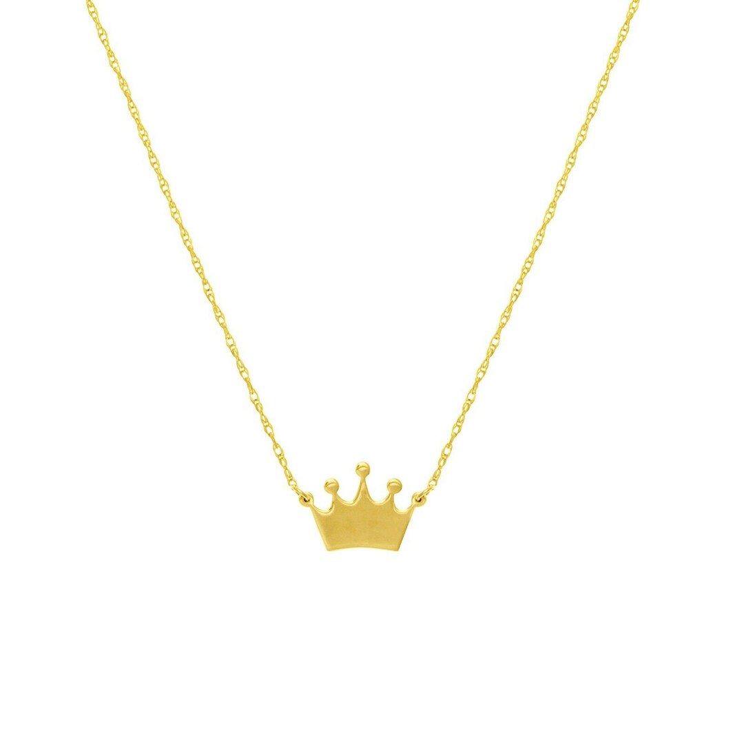 Mini Crown Adjustable Chain Necklace Real 14K Yellow Gold up to 18" - Etsy