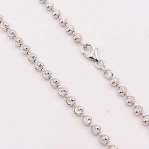 4mm Diamond Cut Moon Cut Ball Bead Chain Necklace Real Sterling Silver ...