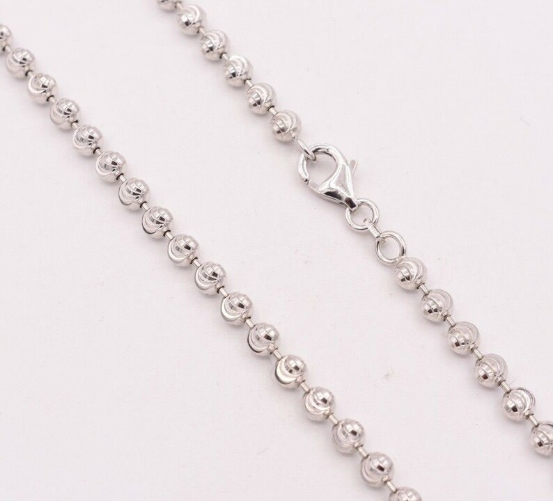 4mm Diamond Cut Moon Cut Ball Bead Chain Necklace Real - Etsy