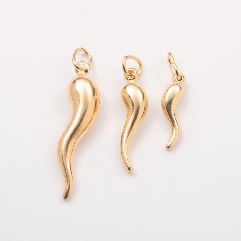 Cornicello Italian Horn Charm Pendant 14K Yellow Gold-plated Silver 925 ...