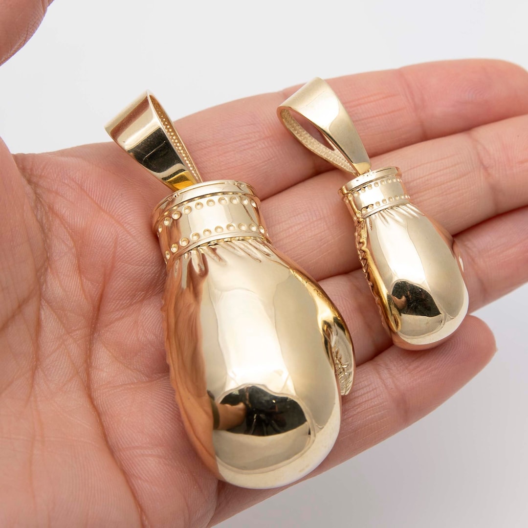 Shiny Boxing Glove Pendant Real 10K Yellow Gold All Sizes - Etsy