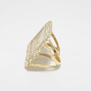 Diamond-cut Last Supper Two-finger Nugget Ring Real 10K Yellow Gold ...