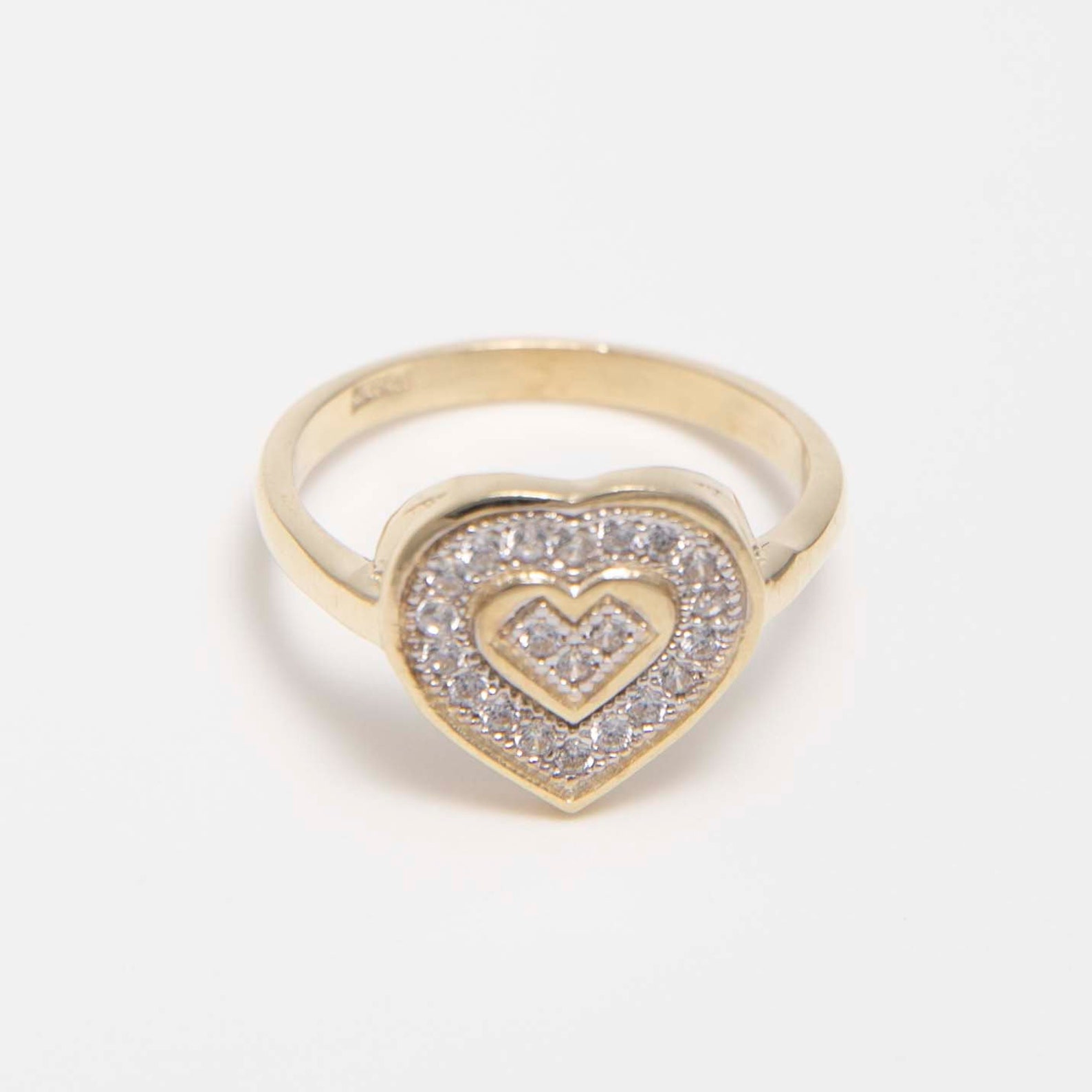 Two-tone Heart Ring Real 10K Yellow White Gold Size 6.5 - Etsy