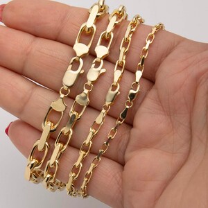 Chunky Box Chain Bracelet Real 14K Solid Yellow Gold All Sizes - Etsy
