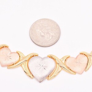 Graduated Hearts & Kisses Chain Necklace 14K Yellow White Rose Gold ...