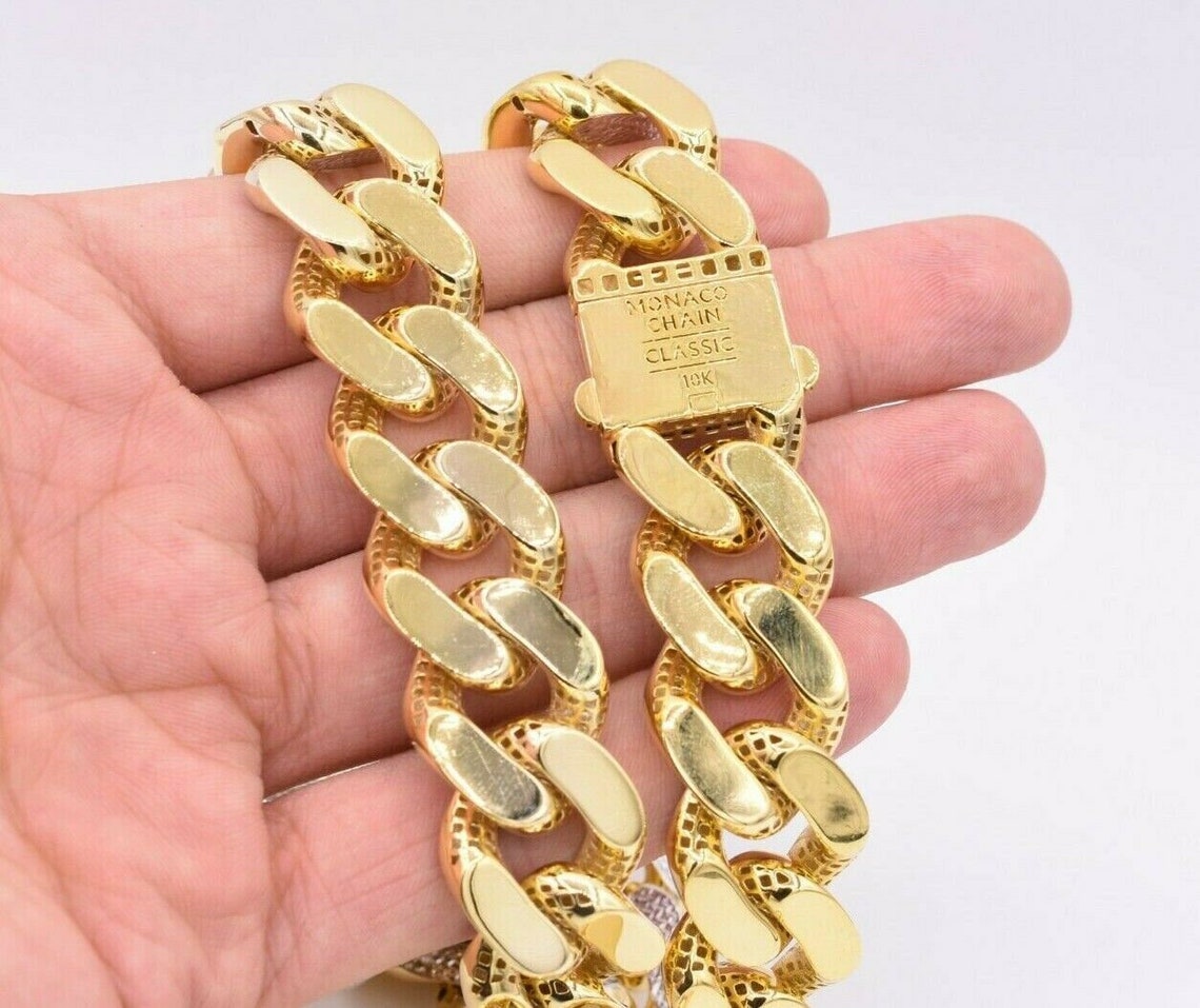 20mm Miami Cuban Diamond Cut Link Chain Two-tone Real 10K - Etsy
