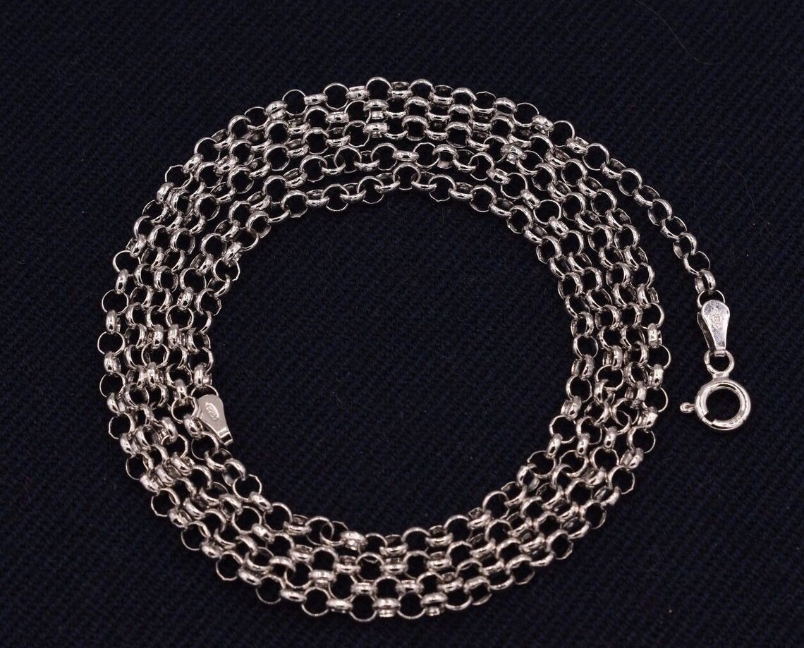 3mm Round Rolo Chain Necklace Real Solid 925 Sterling Silver | Etsy