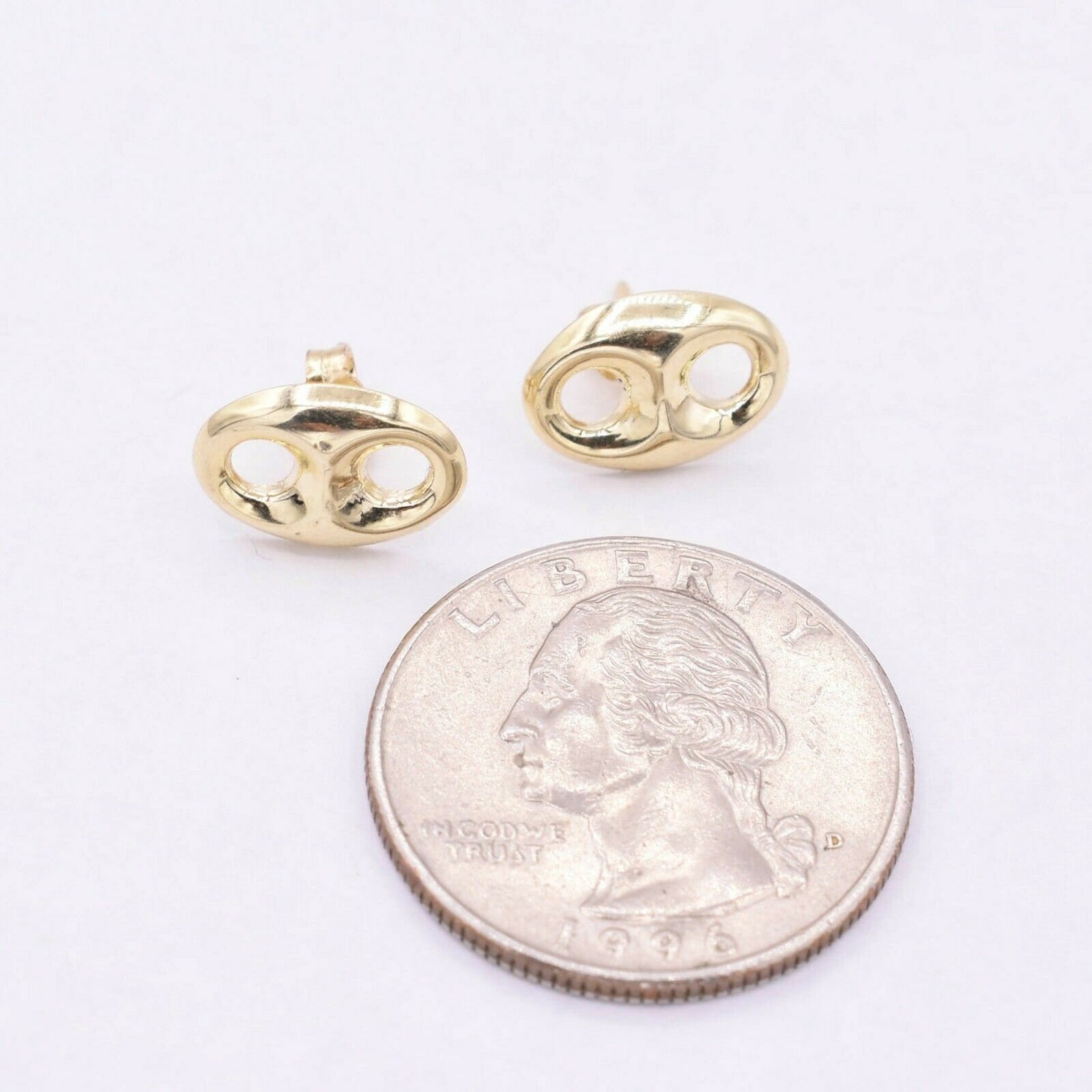 1/2 Puffed Mariner Stud Earrings Real Solid 10K Yellow - Etsy