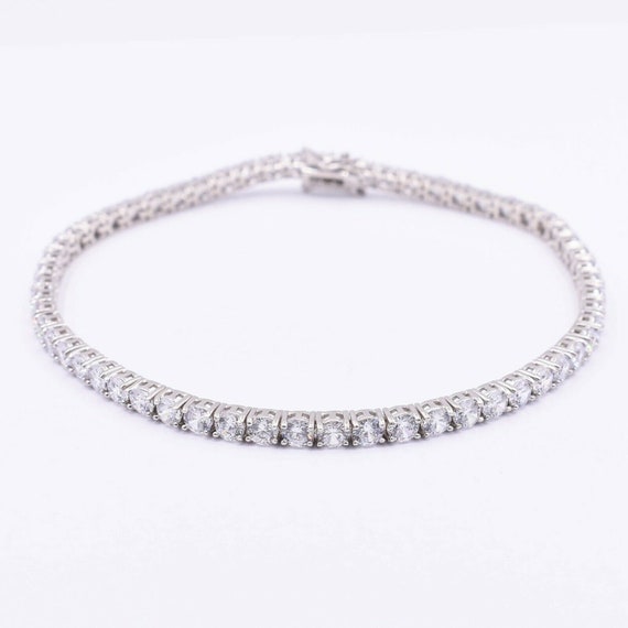 4mm Round Cut CZ Tennis Ankle Anklet Real Sterling Silver 925 Etsy
