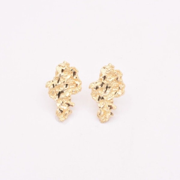Real Gold Nugget Hoop Earrings - Etsy