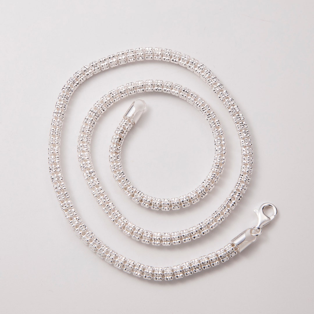 5mm Diamond-cut Ice Link Chain Sterling Silver 925 Italy All Sizes - Etsy
