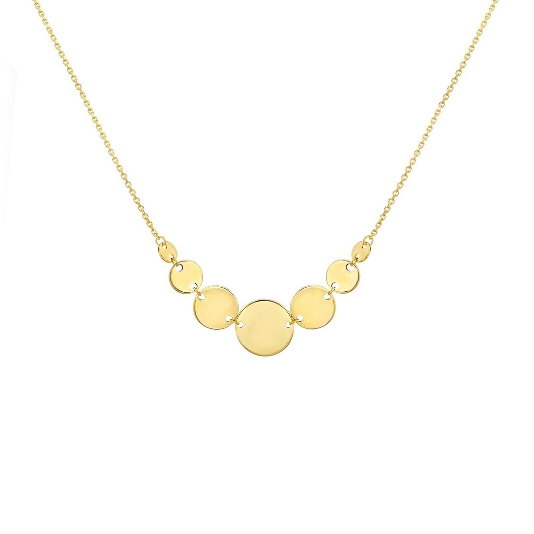 Adjustable Graduated Disc Necklace Real 14K Yellow Gold 18 - Etsy