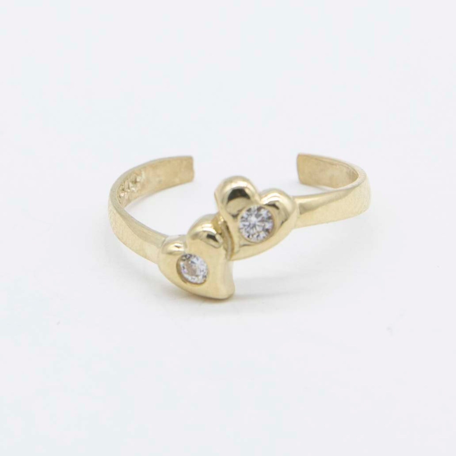 Adjustable Double Heart Toe Ring Solid Real 10K Yellow Gold - Etsy