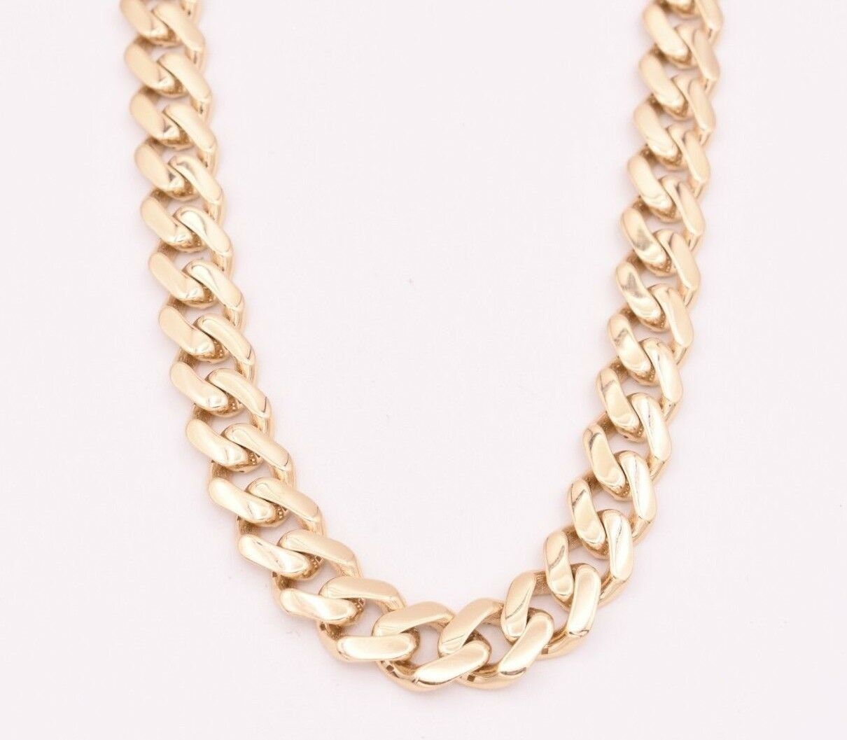 9mm Miami Cuban Royal Link Chain Necklace Box Clasp Real 10K | Etsy