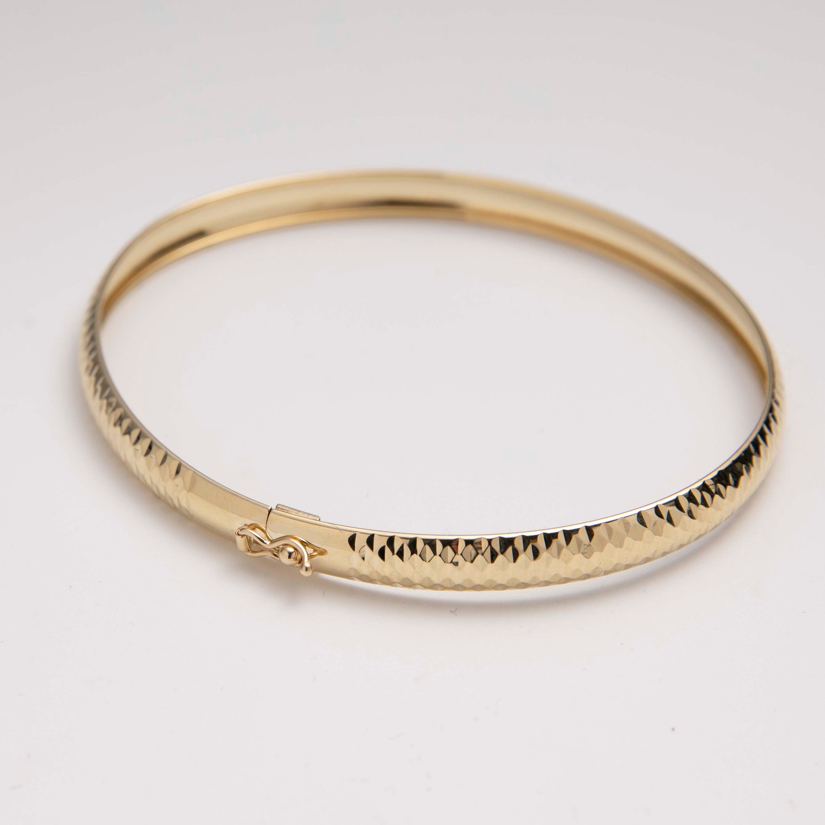 Diamond-cut Textured Bangle Real 10K Yellow Gold All Sizes - Etsy