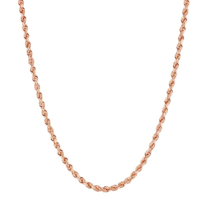 Rope Chain Necklace Real Hollow 10K Rose Gold All Sizes - Etsy
