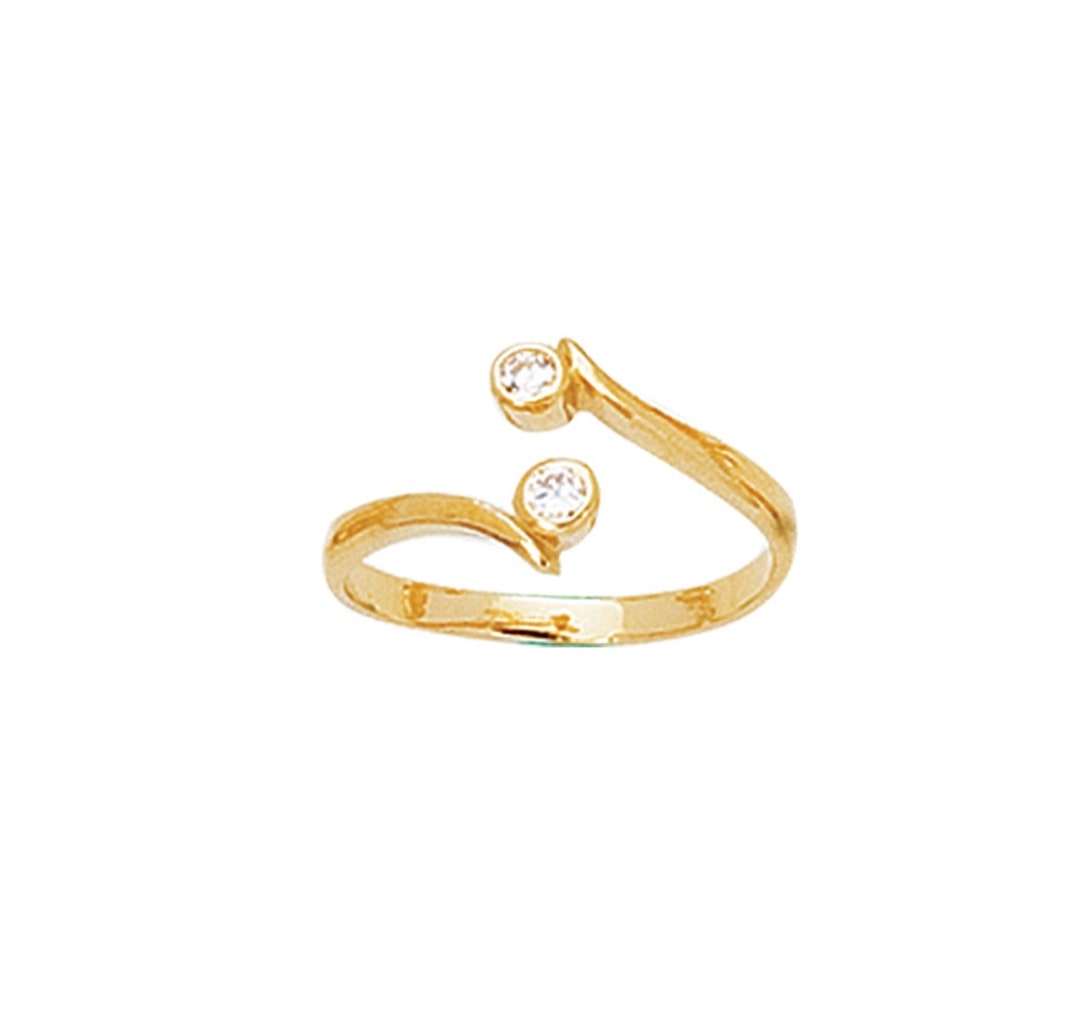 Sideways CZ Cuff Type Toe Ring Real 14K Yellow Gold - Etsy