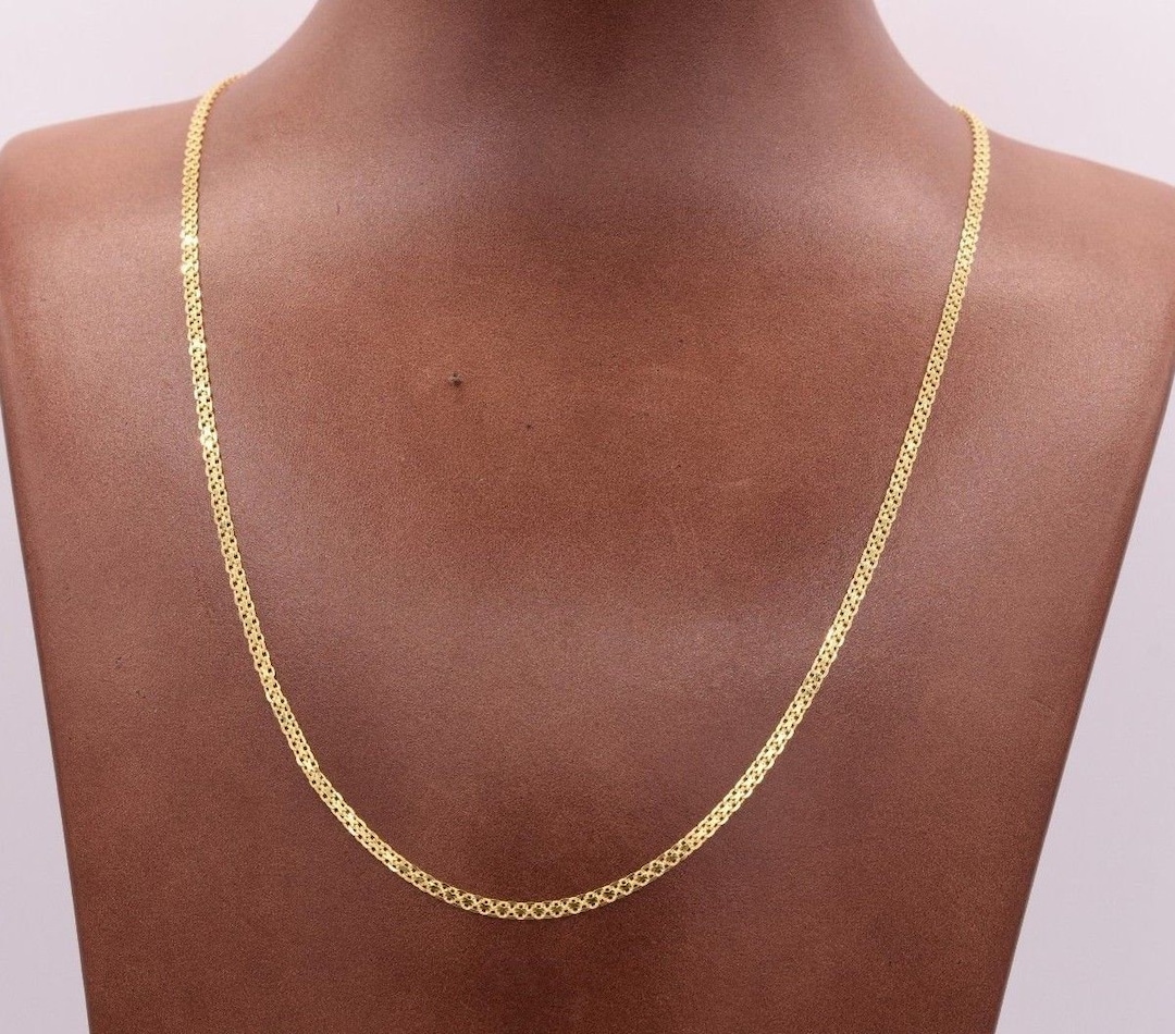 2mm Bismark Bizmark Chain Necklace 14K Yellow Gold Clad Silver 925 ...