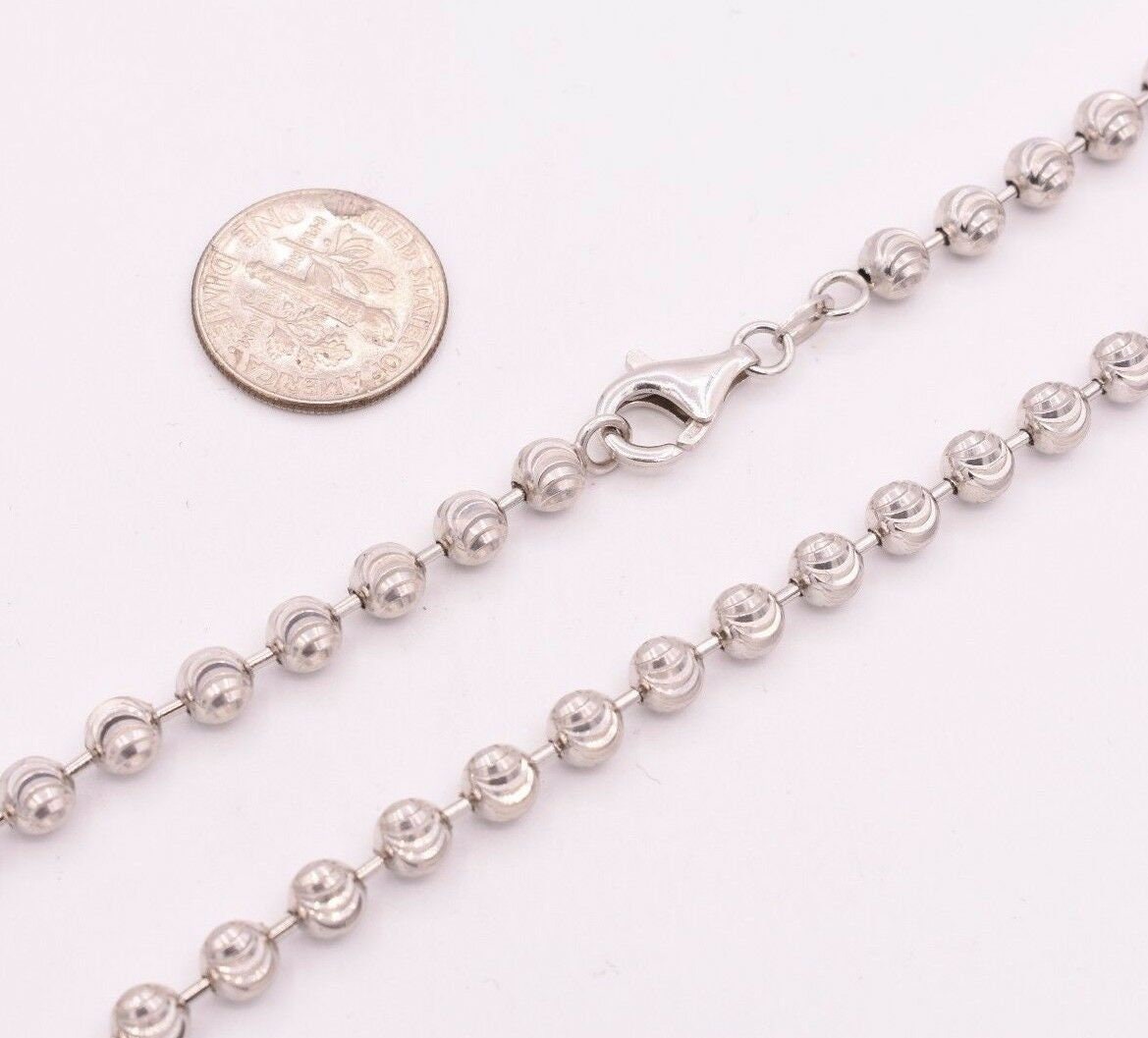 5mm Diamond Cut Moon Cut Ball Bead Chain Necklace Real - Etsy