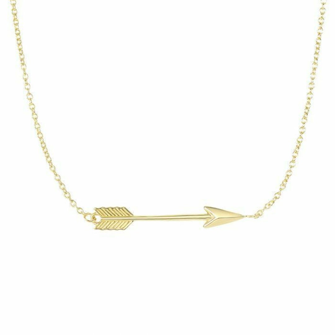 18 Polished Arrow Necklace Real 14K Yellow Gold 2.4gr - Etsy