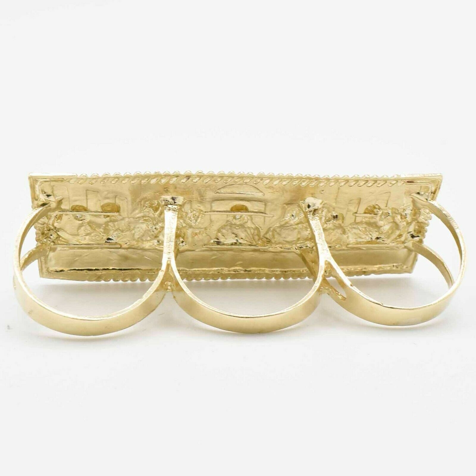 Diamond Cut Last Supper Three Finger Ring Real Solid 10K - Etsy