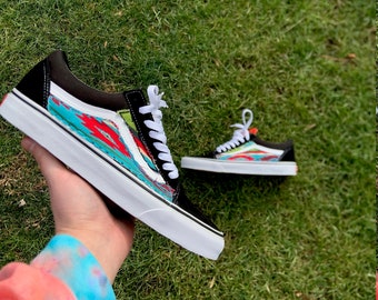 Custom Hand Painted Old Skool Vans Ombre Gradient Fire - Etsy