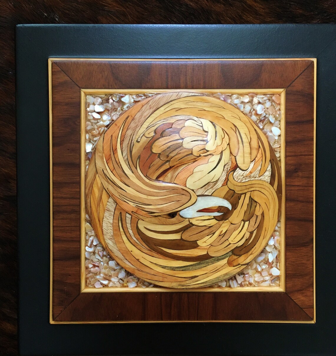 Phoenix fine Art-16x16x2 Inch-wood Inlay, Marquetry-original Art ...