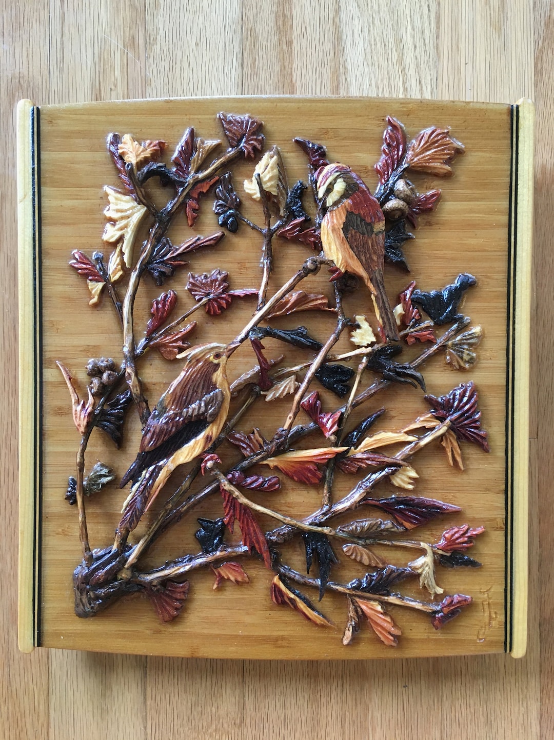 The Birds -fine Art-11x12x3 Inch-marquetry-original Art-mothers Day ...