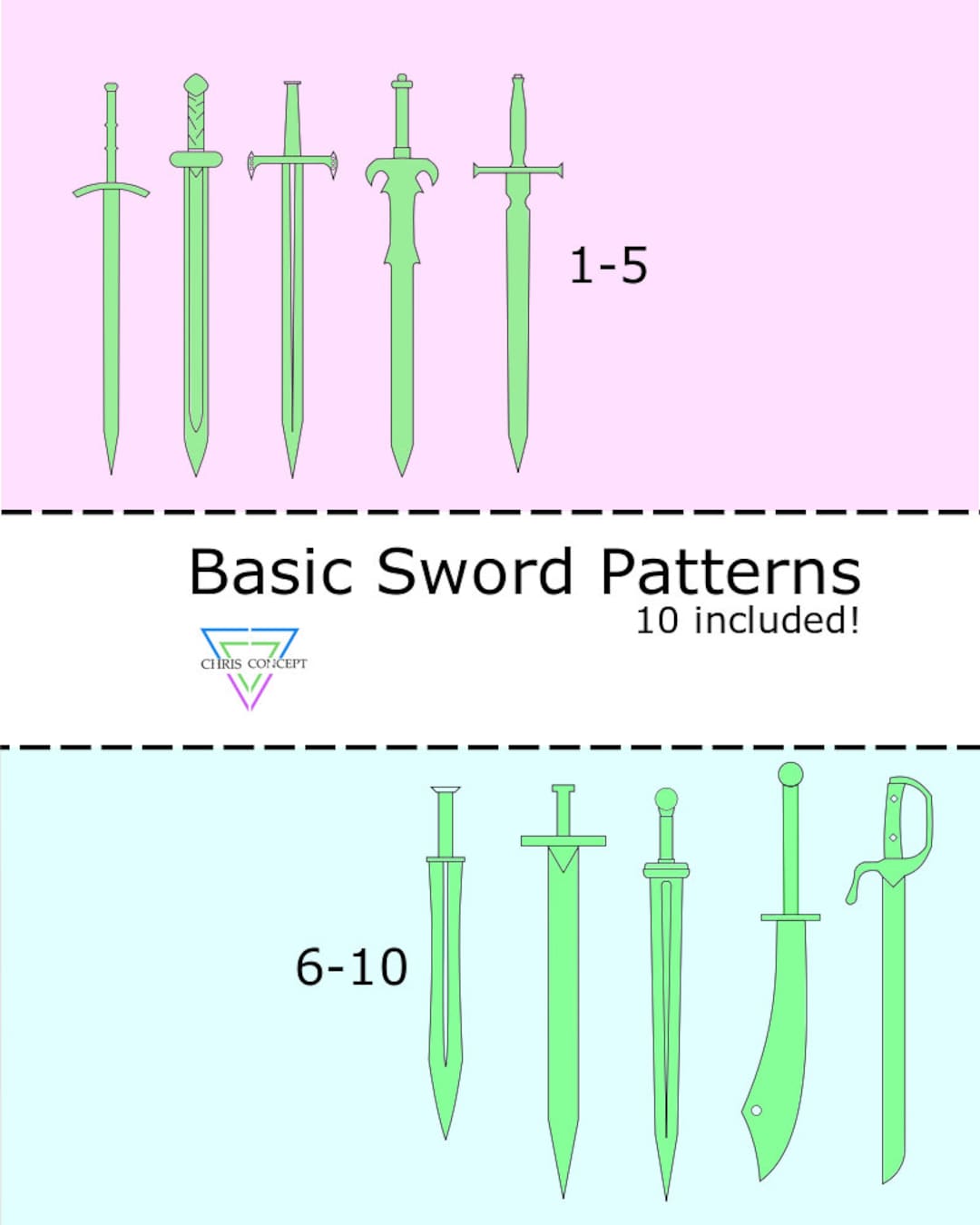Basic Sword Patterns - 10 Swords Included PDF / Template - Etsy