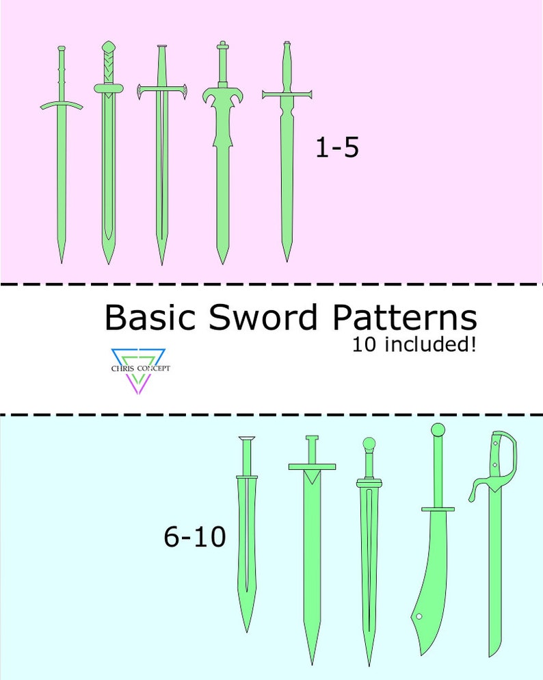 Basic Sword Patterns 10 Swords Included PDF / Template - Etsy