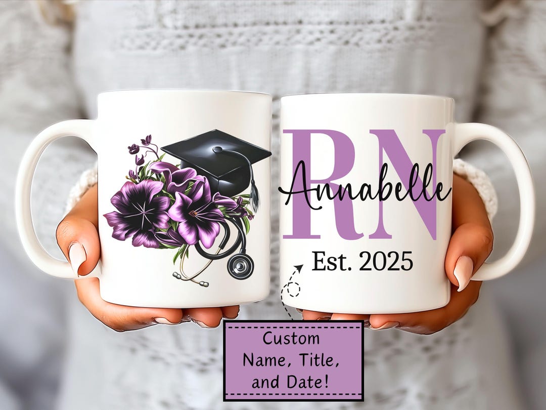 Personalized Graduation Gift Mug, Custom Mug, Name & Degree, Purple ...